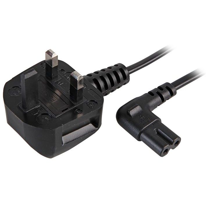 Right Angle Figure 8 Fig of 8 Lead Cable C7 to UK Plug Power Cord BLACK ...