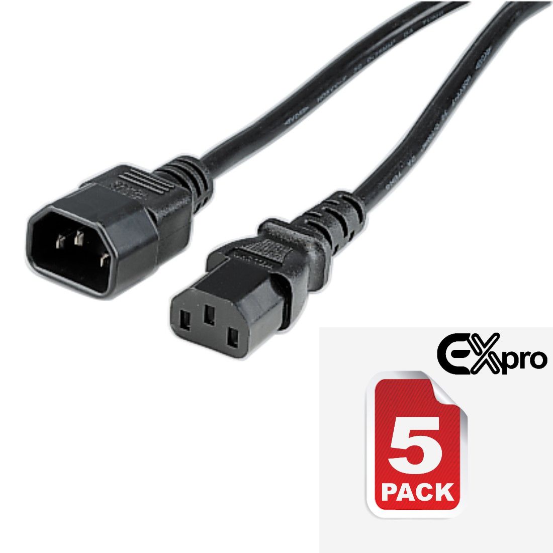 5x 1.0m 100cm C13 to C14 IEC Extension Cables (Kettle Type) PC Monitor ...